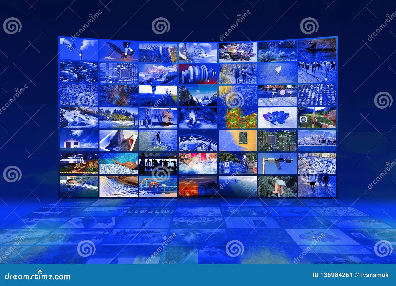 Big Multimedia Video Wall Widescreen Stock Illustration - Illustration ...