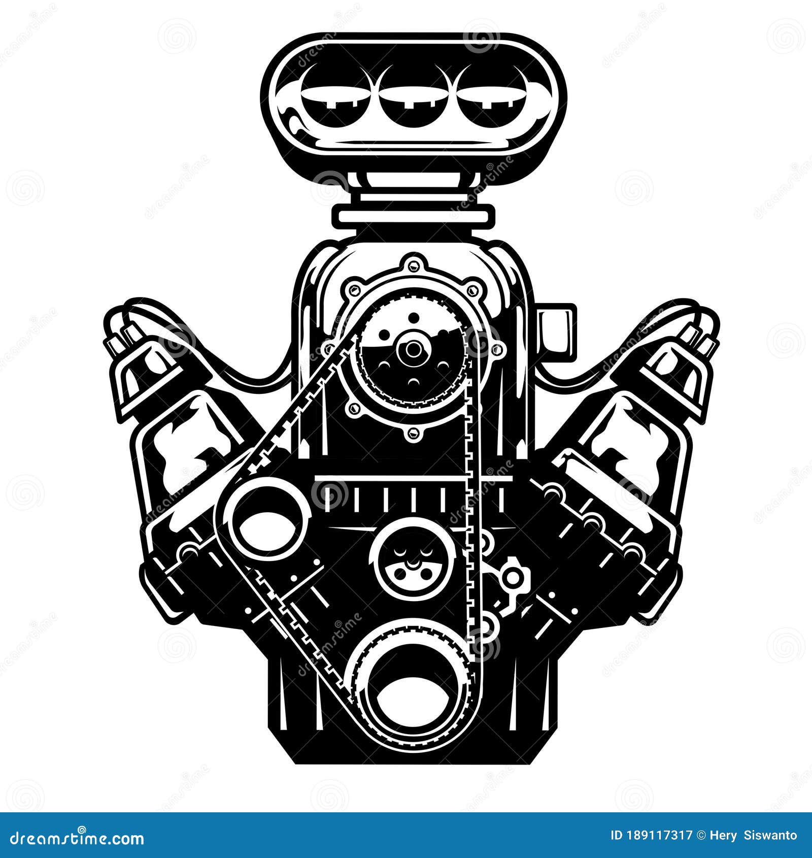 Big muscle car engine stock vector. Illustration of model - 189117317