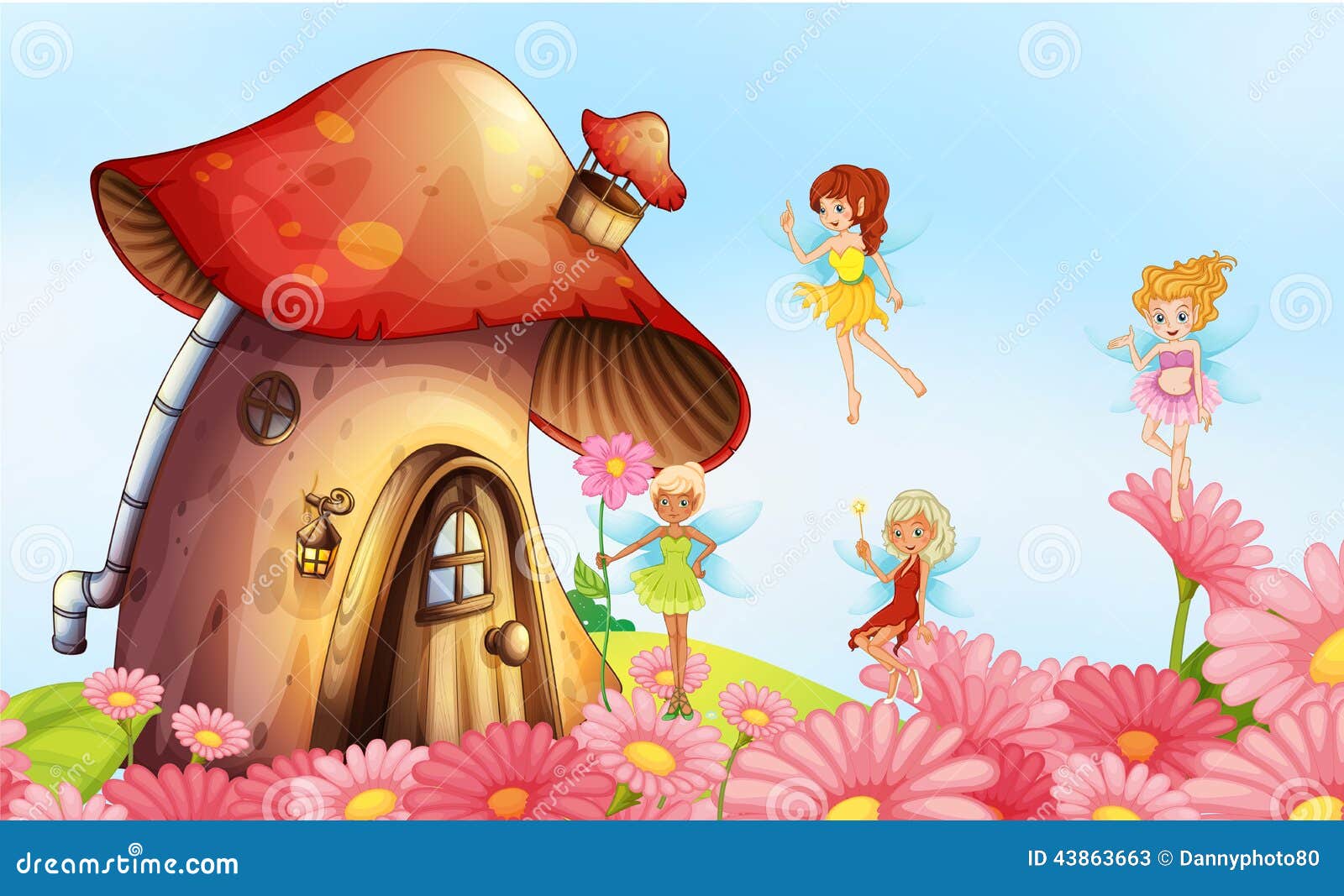 A Big Mushroom House with Fairies Stock Vector - Illustration of ...