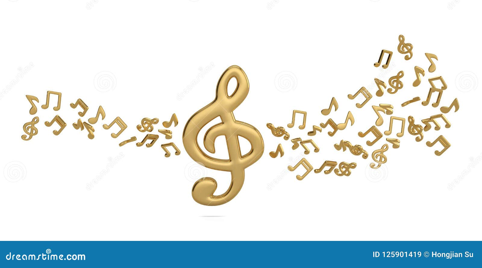 Big Music Symbols and Music Notes.3D Illustration. Stock Illustration ...