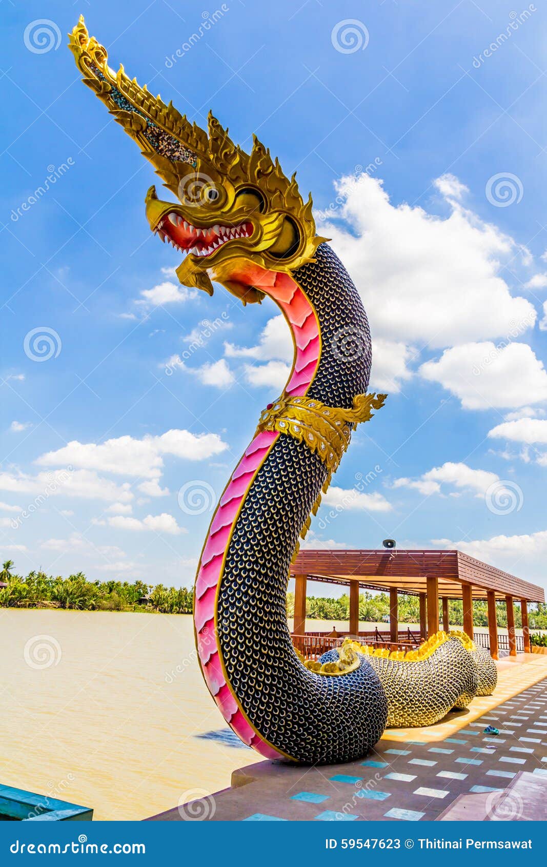 The Big Naga Snake Guarding Stock Image - Image of religion, province ...