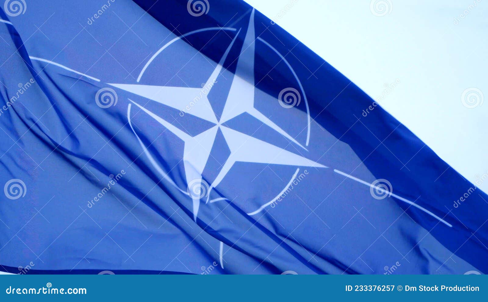 NATO Flag In Big Concrete Cracked Hole And Broken Material Facade ...