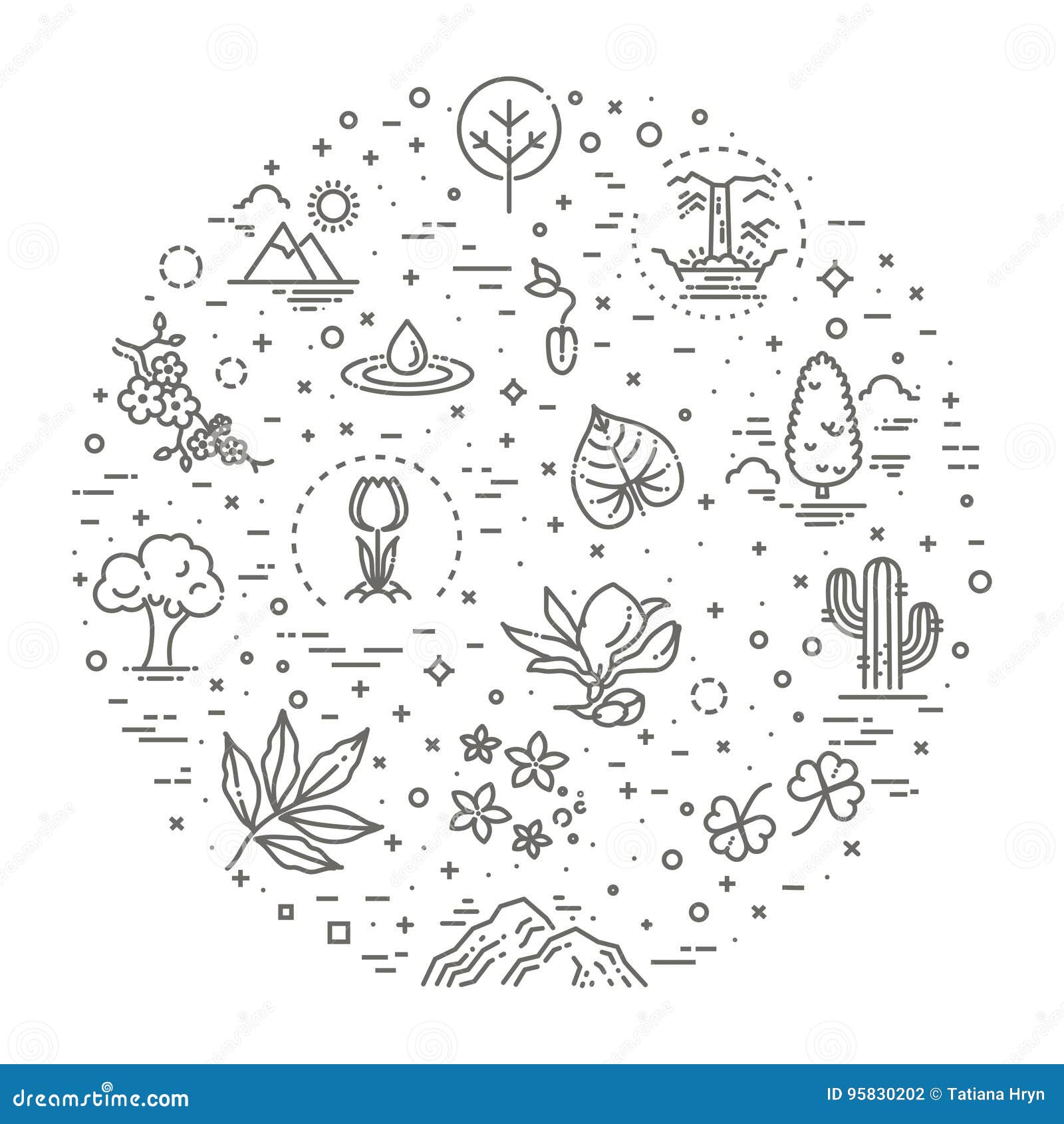 Big natural icon set stock vector. Illustration of flat - 95830202