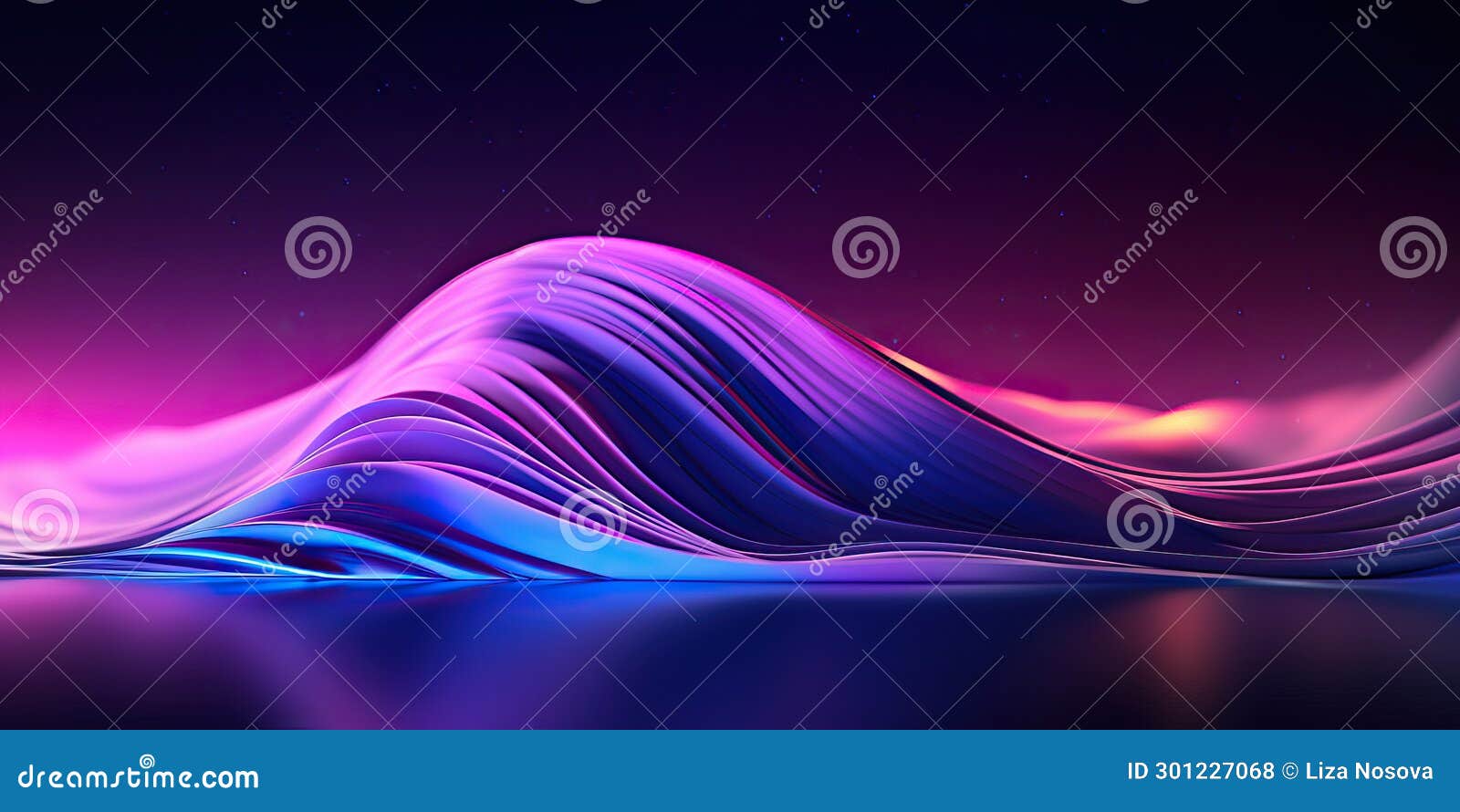 Big Neon Wave Background, 3D Render Stock Illustration - Illustration ...