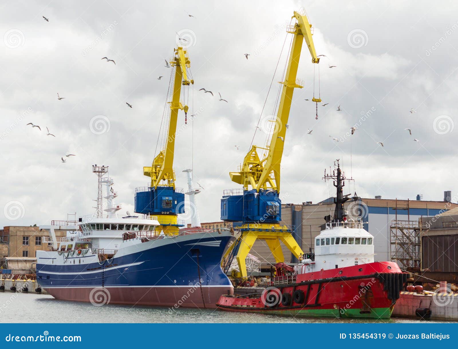 Big New Ship at the Quay Shipyard Stock Image - Image of harbor ...