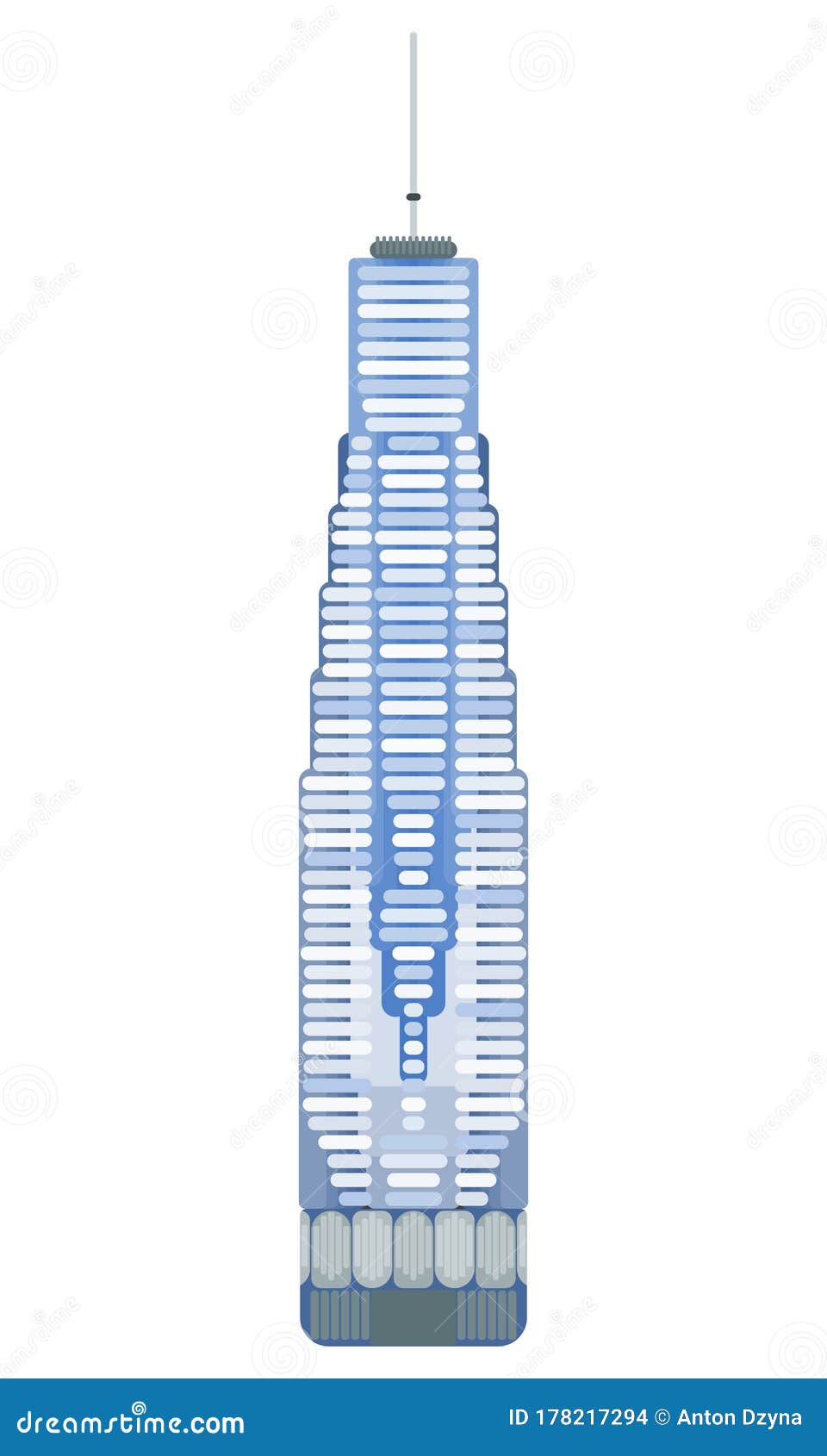 Big New York Skyscraper. Flat Style Illustration Stock Illustration ...