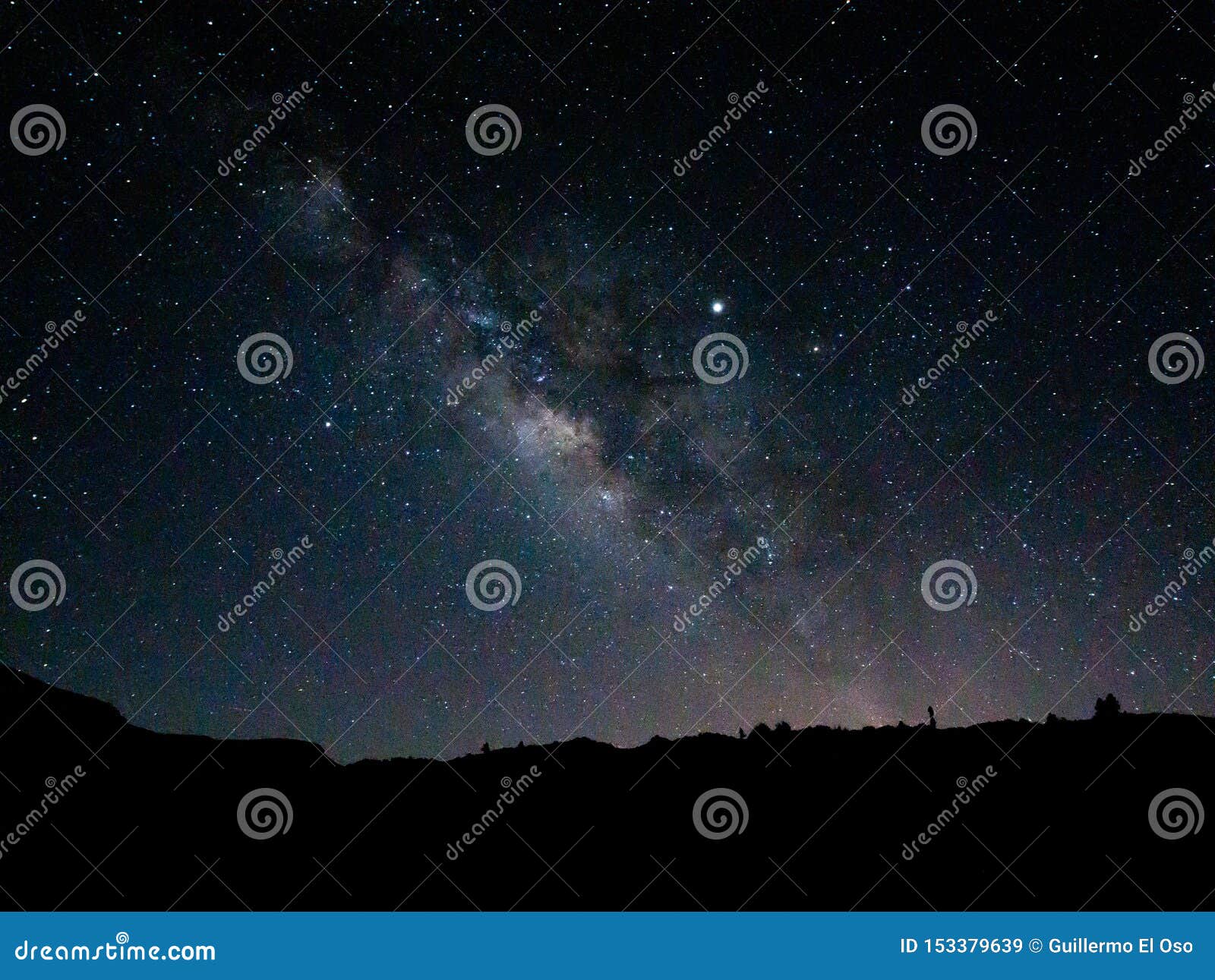 Big Night Scene of the Milky Way Over the Mountains Stock Image - Image ...