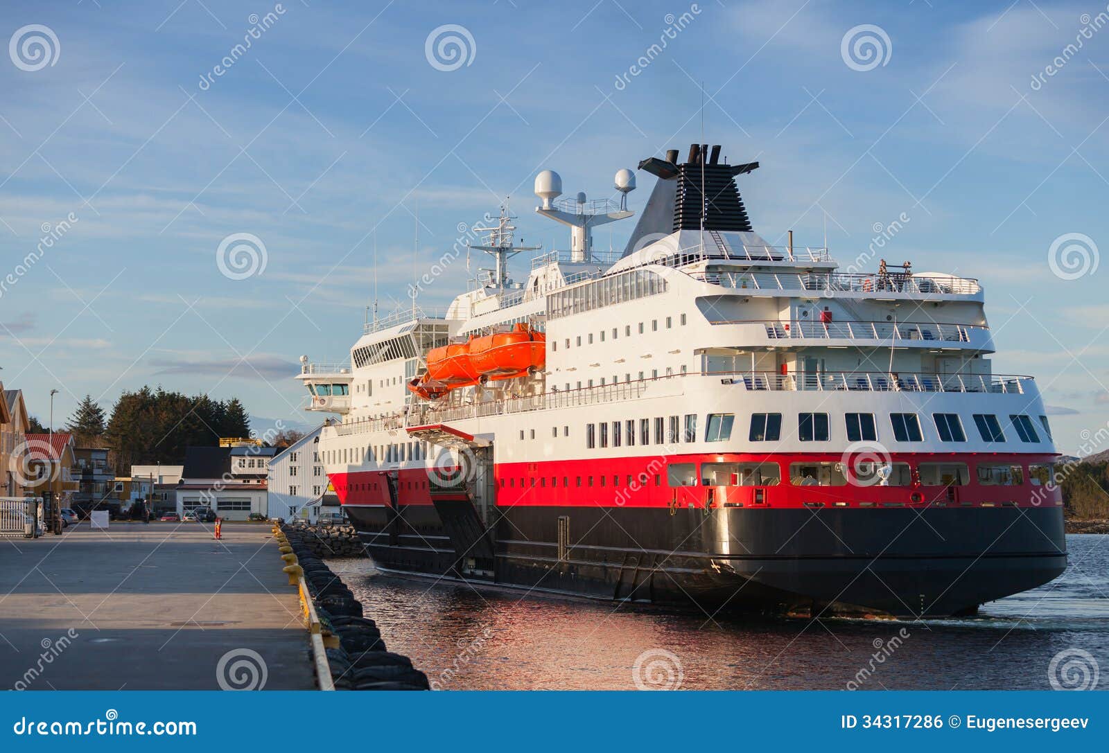 Big Norwegian Passenger Cruise Ship Moors Stock Photo - Image of ...