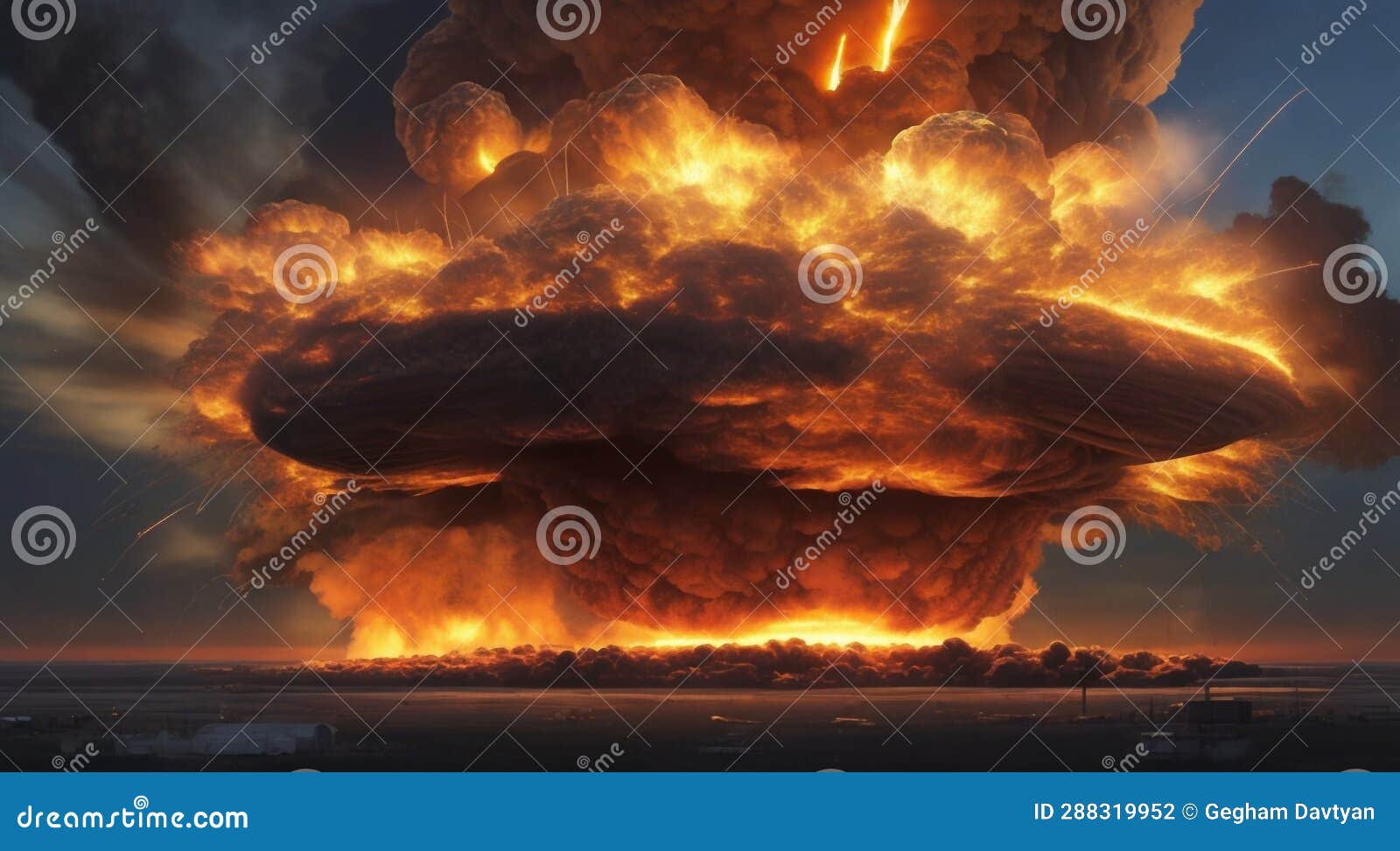 The Big Nuclear Explosion, Explosion Scene, Big Fire Stock Illustration ...
