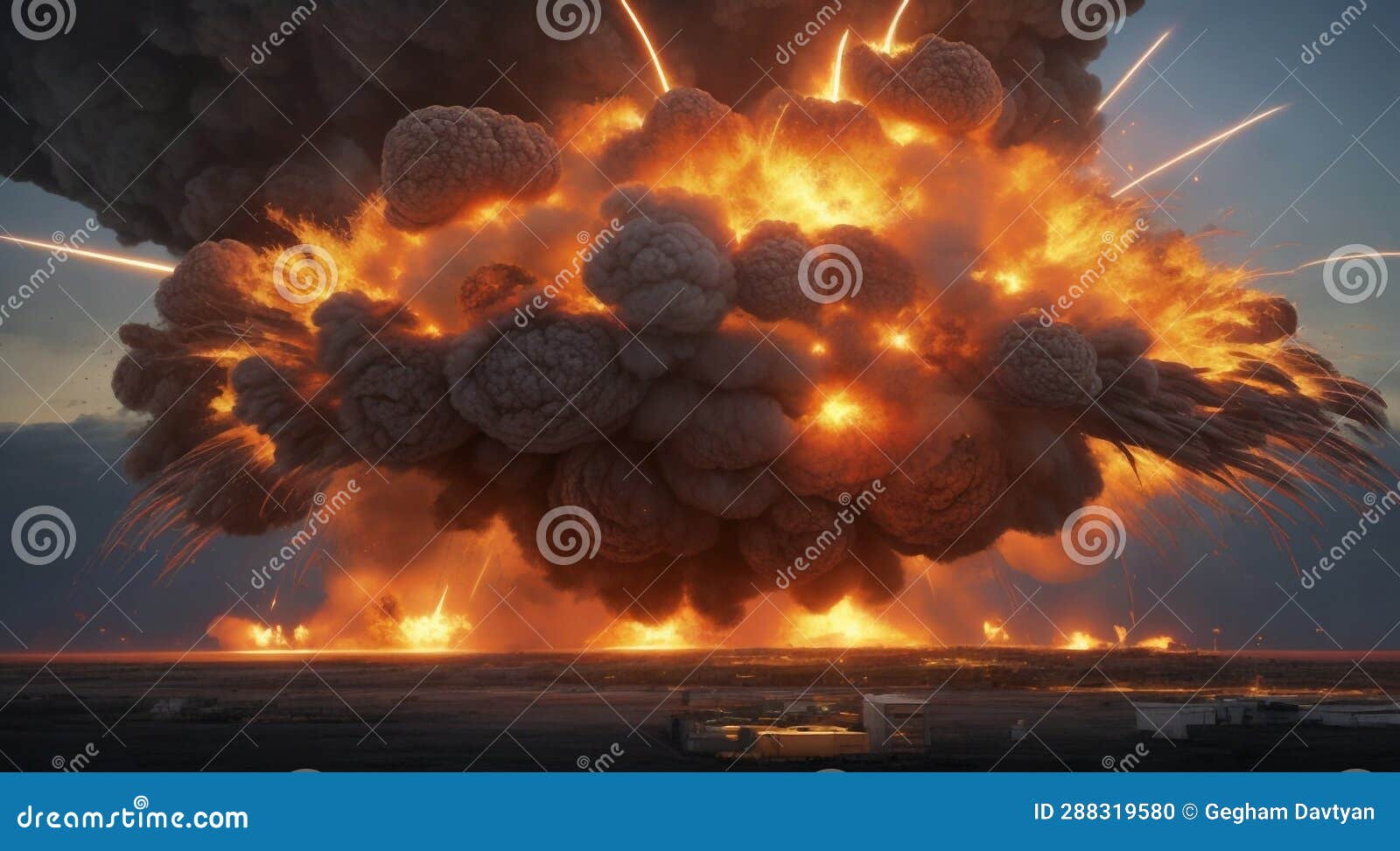 The Big Nuclear Explosion, Explosion Scene, Big Fire Stock Illustration ...