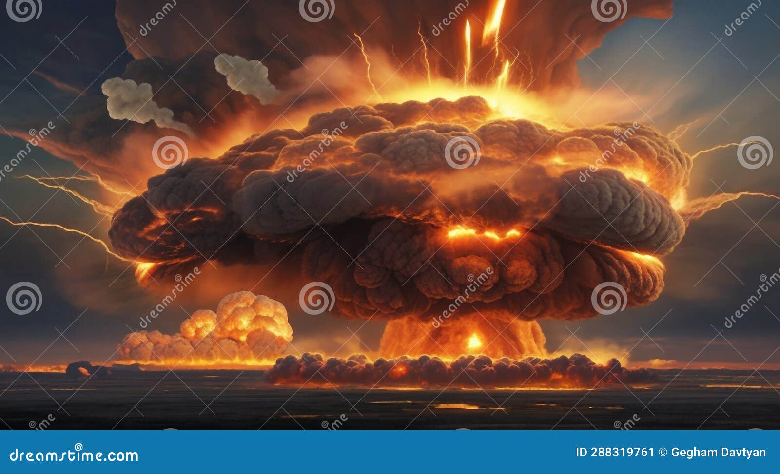 The Big Nuclear Explosion, Explosion Scene, Big Fire Stock Illustration ...