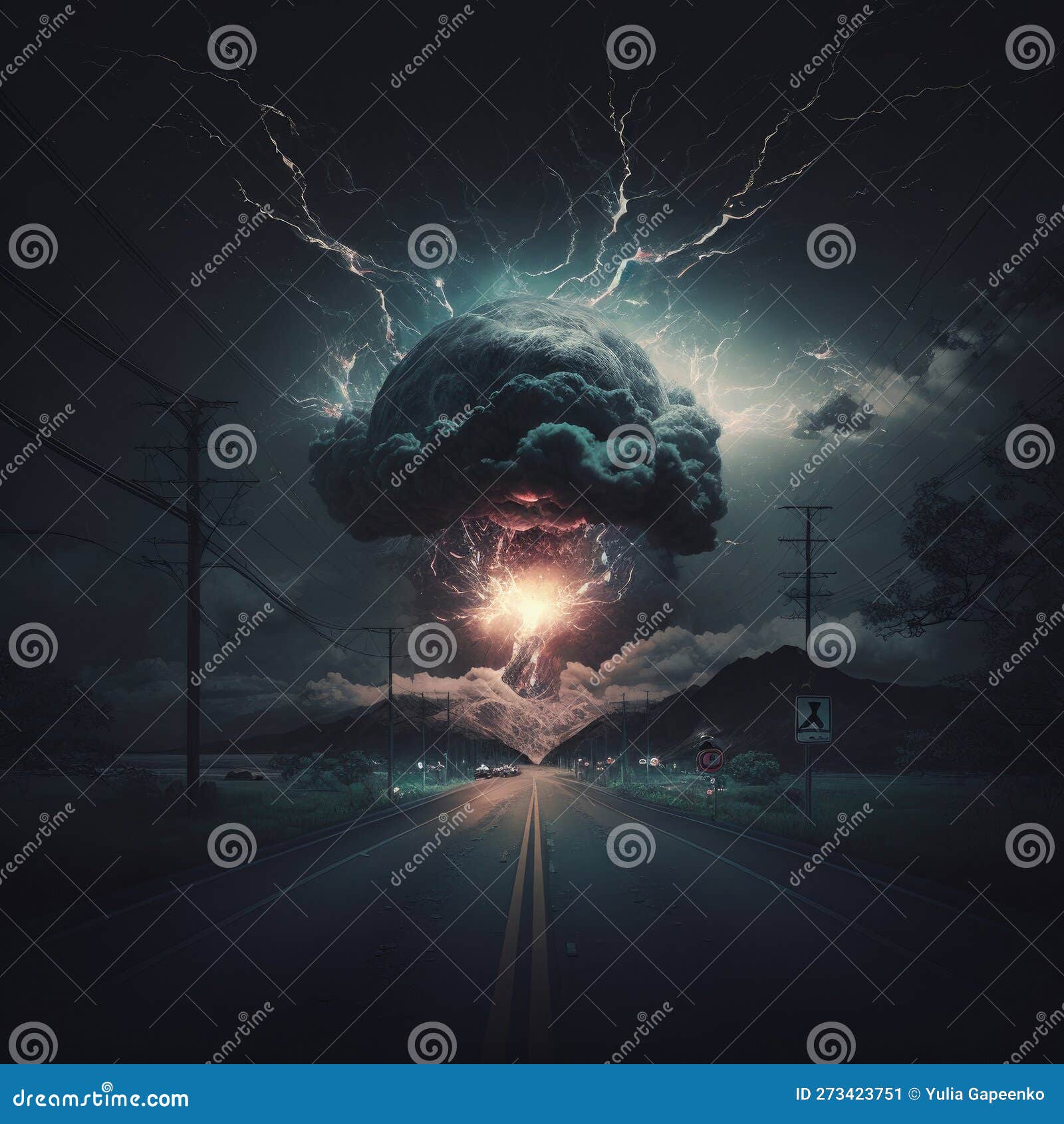 Big Nuclear Explosion Illustration AI Generative Stock Illustration ...