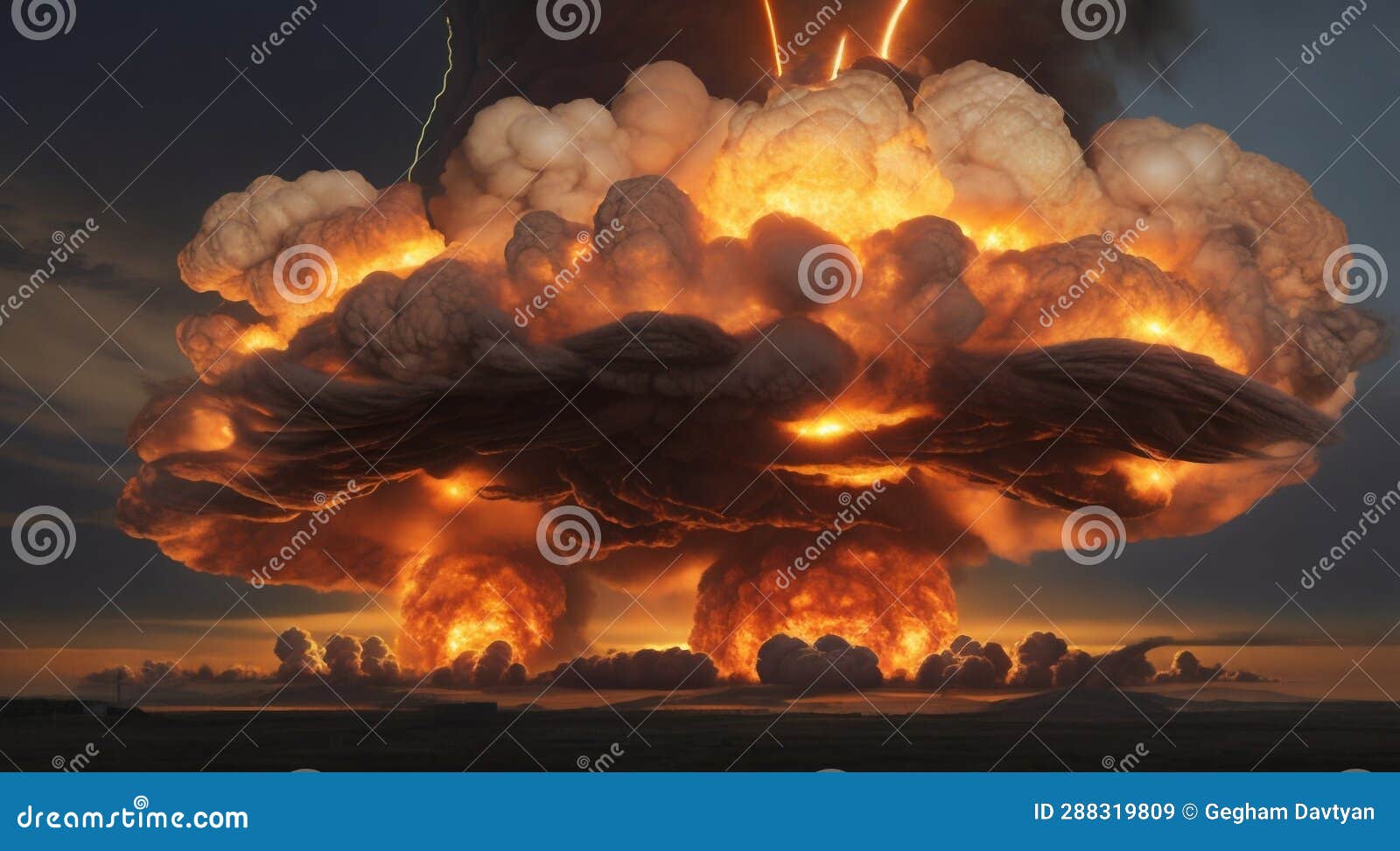 The Big Nuclear Explosion, Explosion Scene, Big Fire Stock Illustration ...