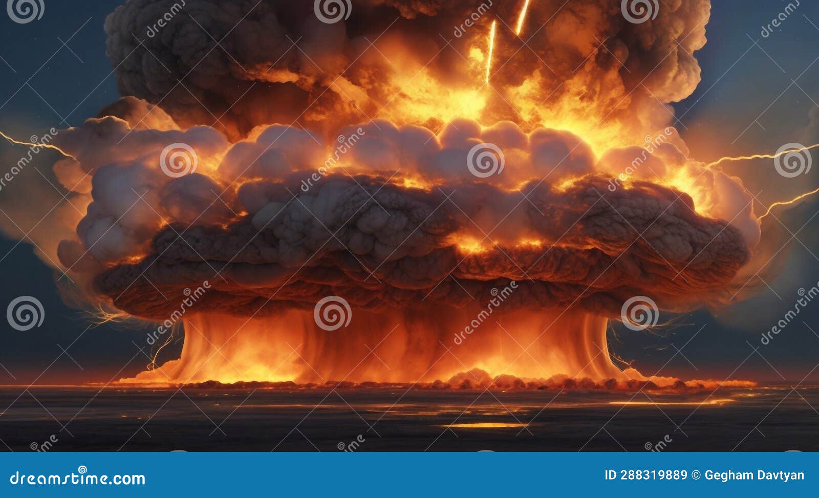 The Big Nuclear Explosion, Explosion Scene, Big Fire Stock Illustration ...