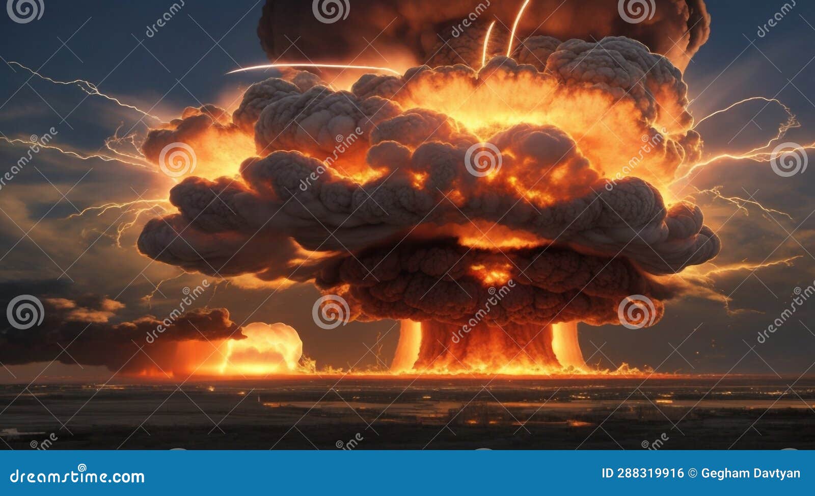The Big Nuclear Explosion, Explosion Scene, Big Fire Stock Illustration ...