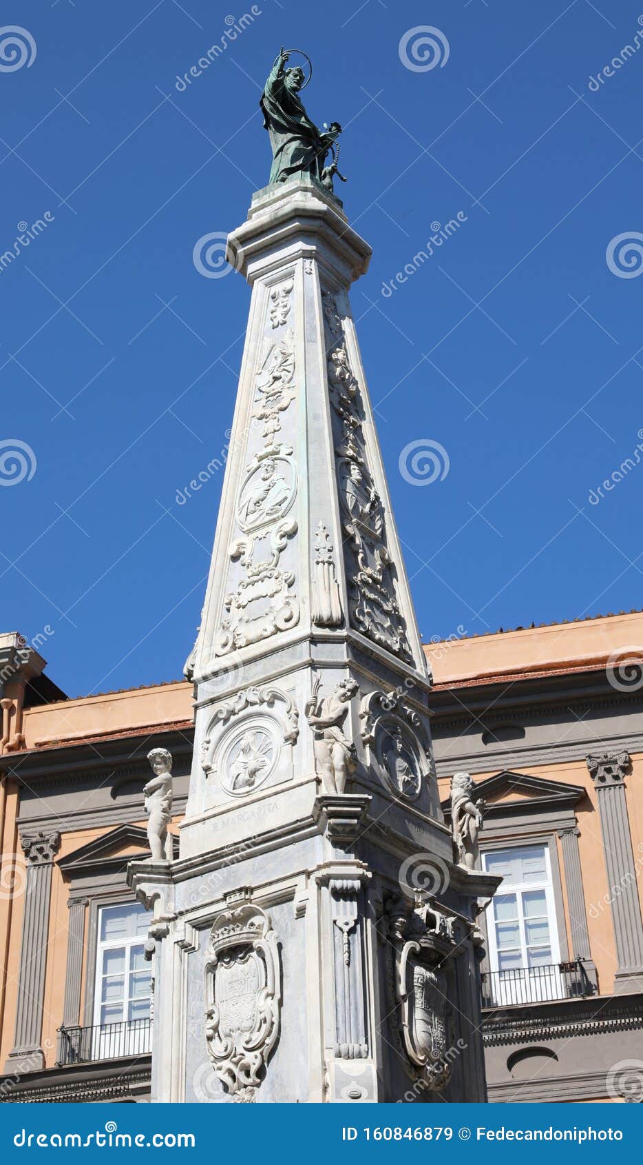 Big Obelisk with Statue of Saint Dominic Stock Image - Image of stone ...