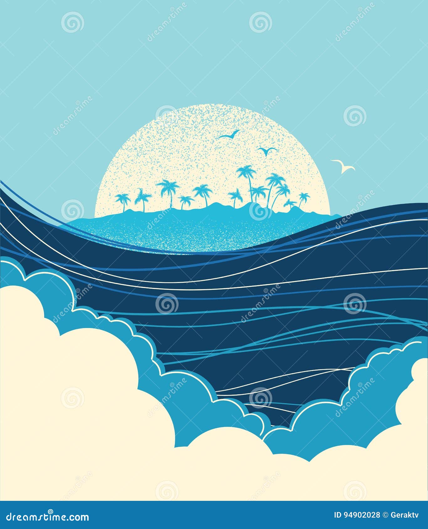 Island Vector. Isle Zen Tangle, Islet Zen Doodle, Coloring Book Sea ...