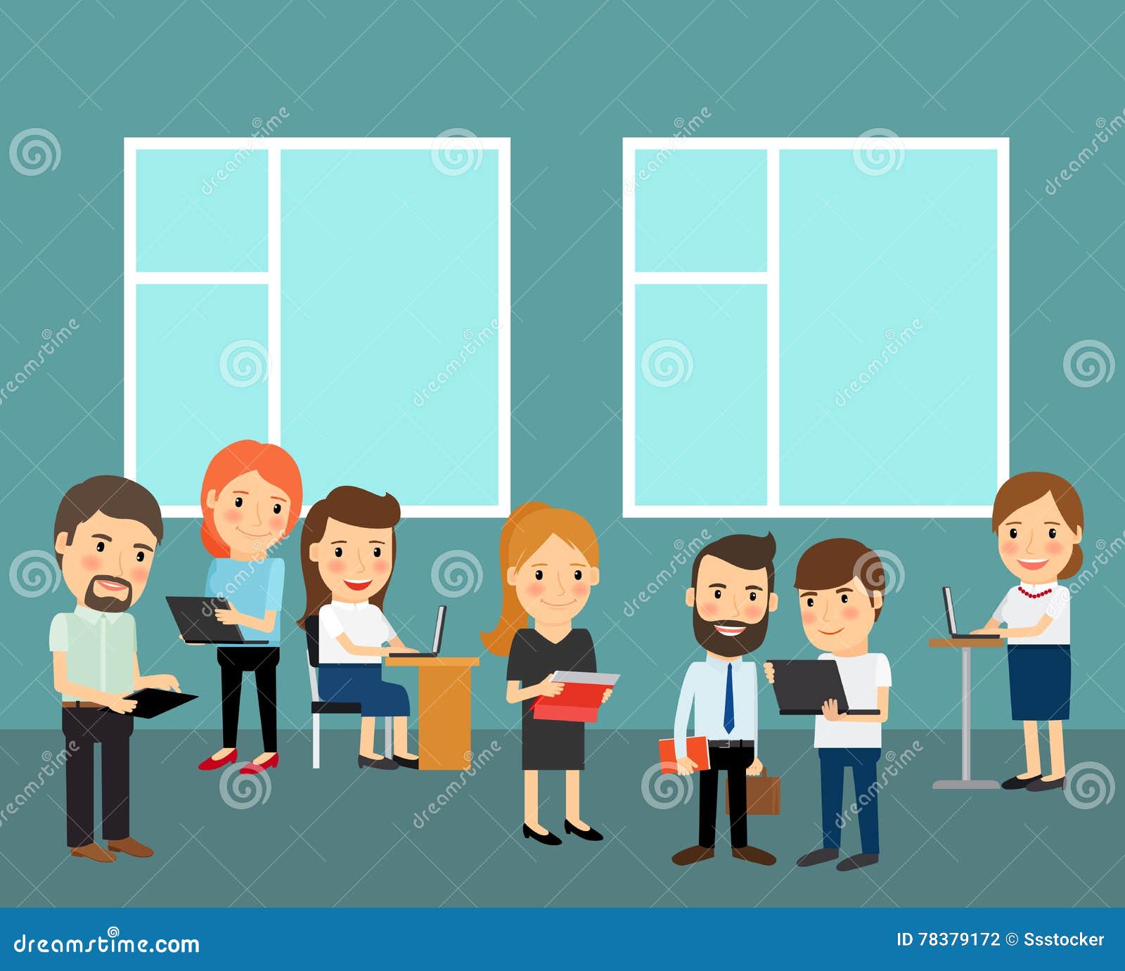 Big Office Cartoon Illustration Stock Vector - Illustration of funny ...
