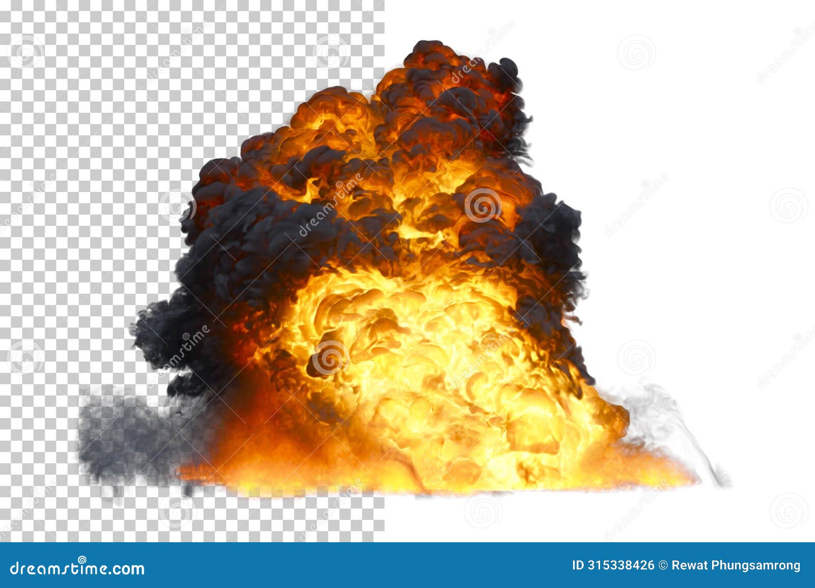 Big Oil Fire Explosion on Transparency Background Stock Photo - Image ...