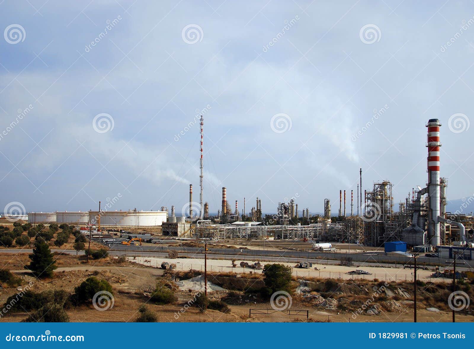 Big oil refinery at dusk stock image. Image of machine - 1829981