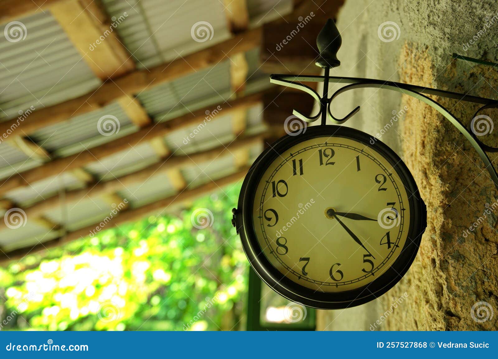 Big old clock on the wall stock photo. Image of clock - 257527868