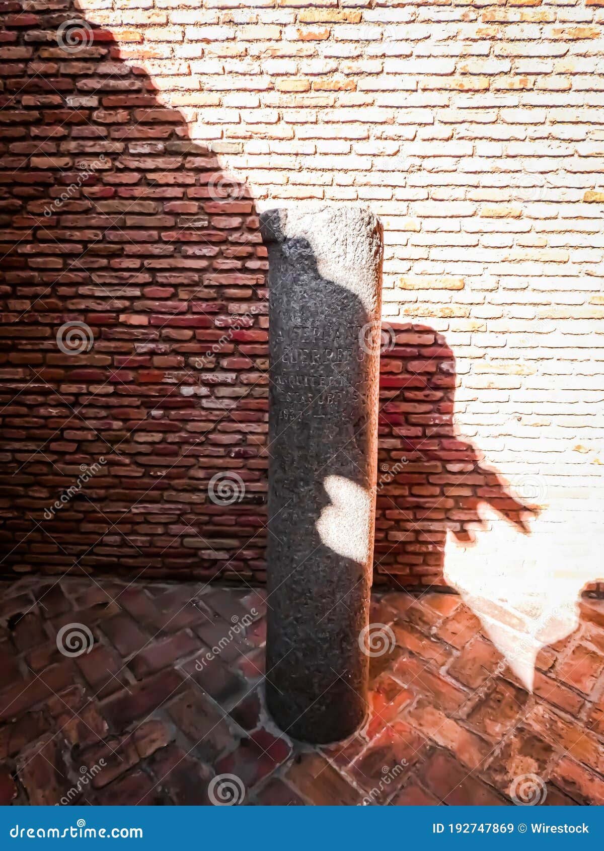 Big and Old Stone Bollard in Front of a Building Stock Image - Image of ...