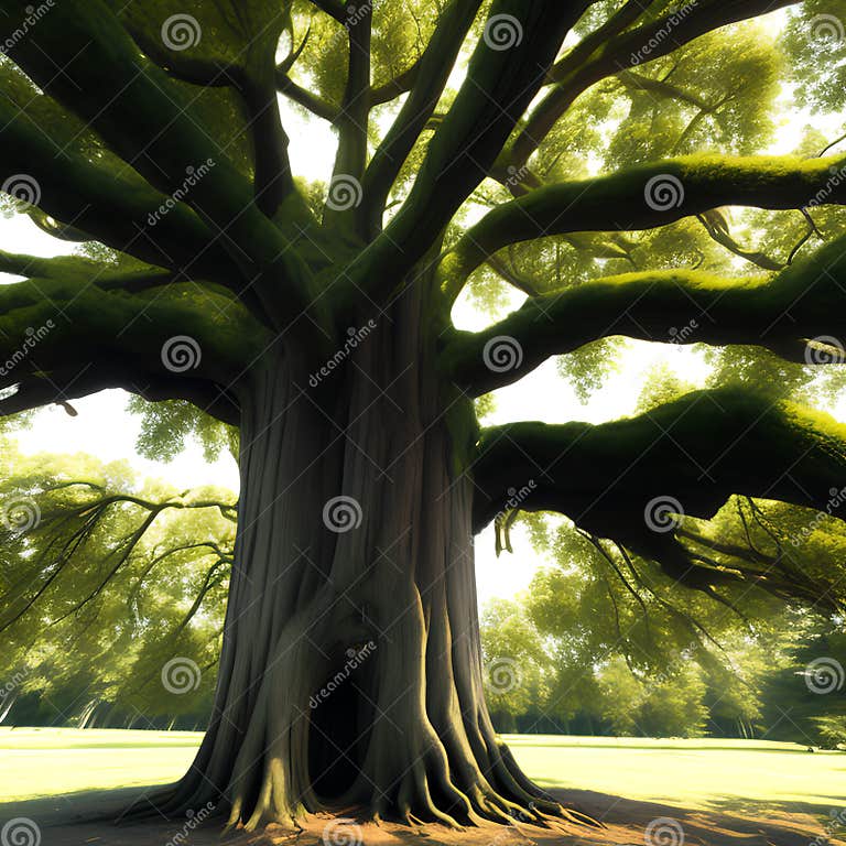 Big Old Tree, Generative AI Illustration Stock Illustration ...