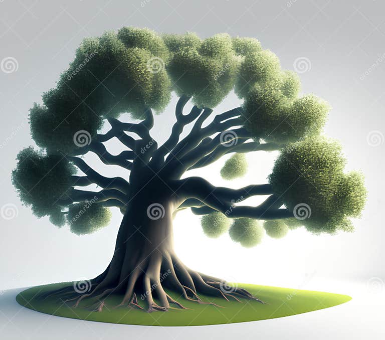 Big Old Tree, Generative AI Illustration Stock Illustration - Illustration of painting, digital ...