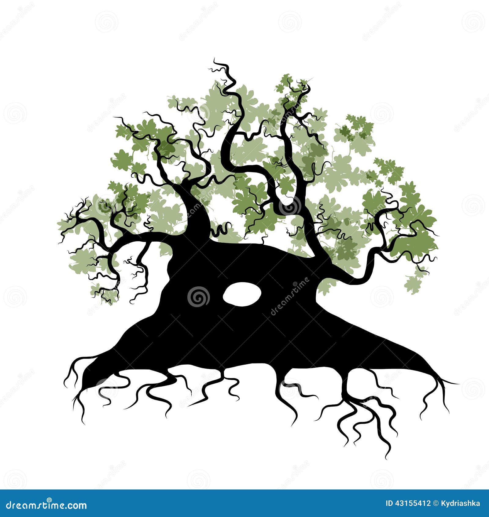 Big Old Tree with Roots for Your Design Stock Vector - Illustration of ...