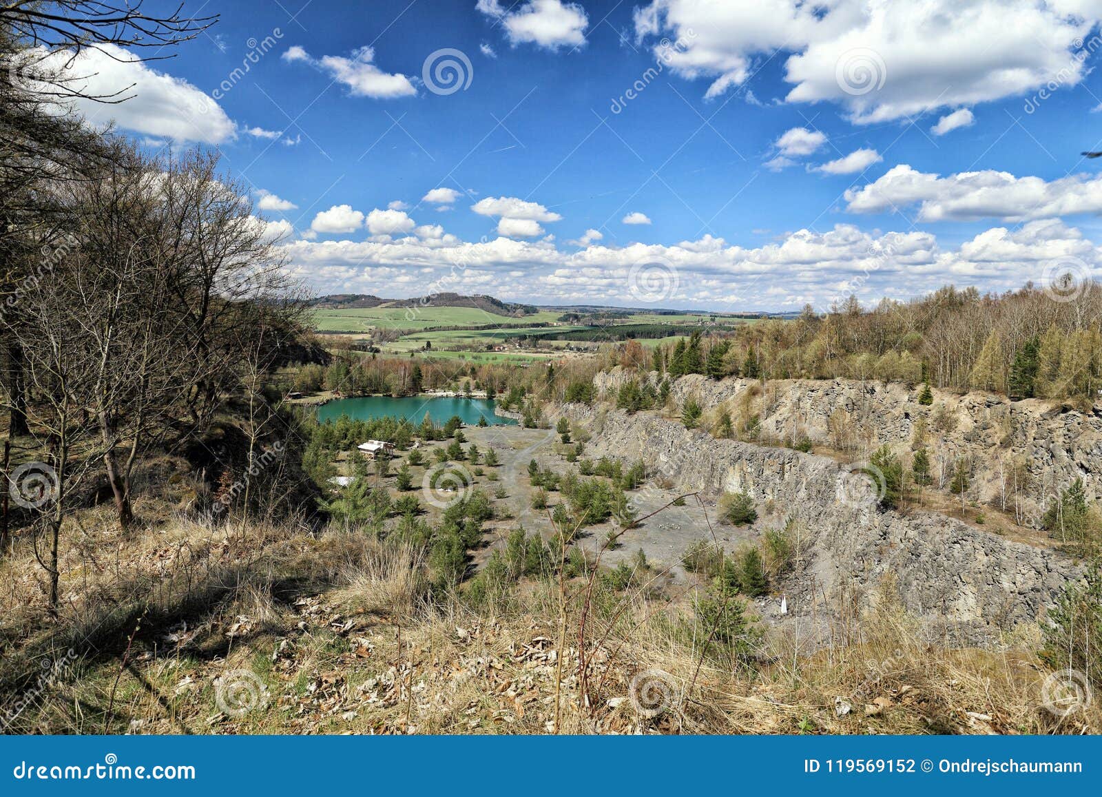 Big Old Unused Quarry with the Lake on the Bottom Stock Photo - Image ...
