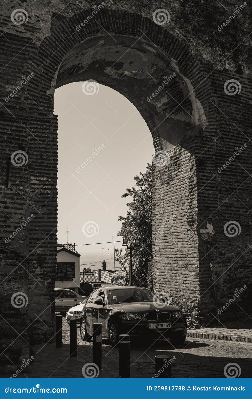 Big Old Wall Gate Black and White Stock Photo - Image of architecture ...