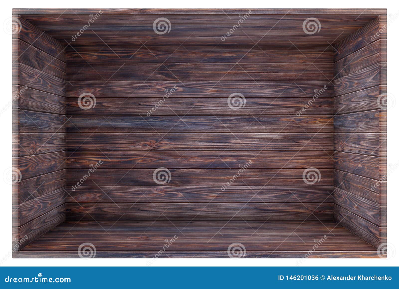 Big Opened Empty Old Plank Wooden Box. 3d Rendering Stock Illustration ...