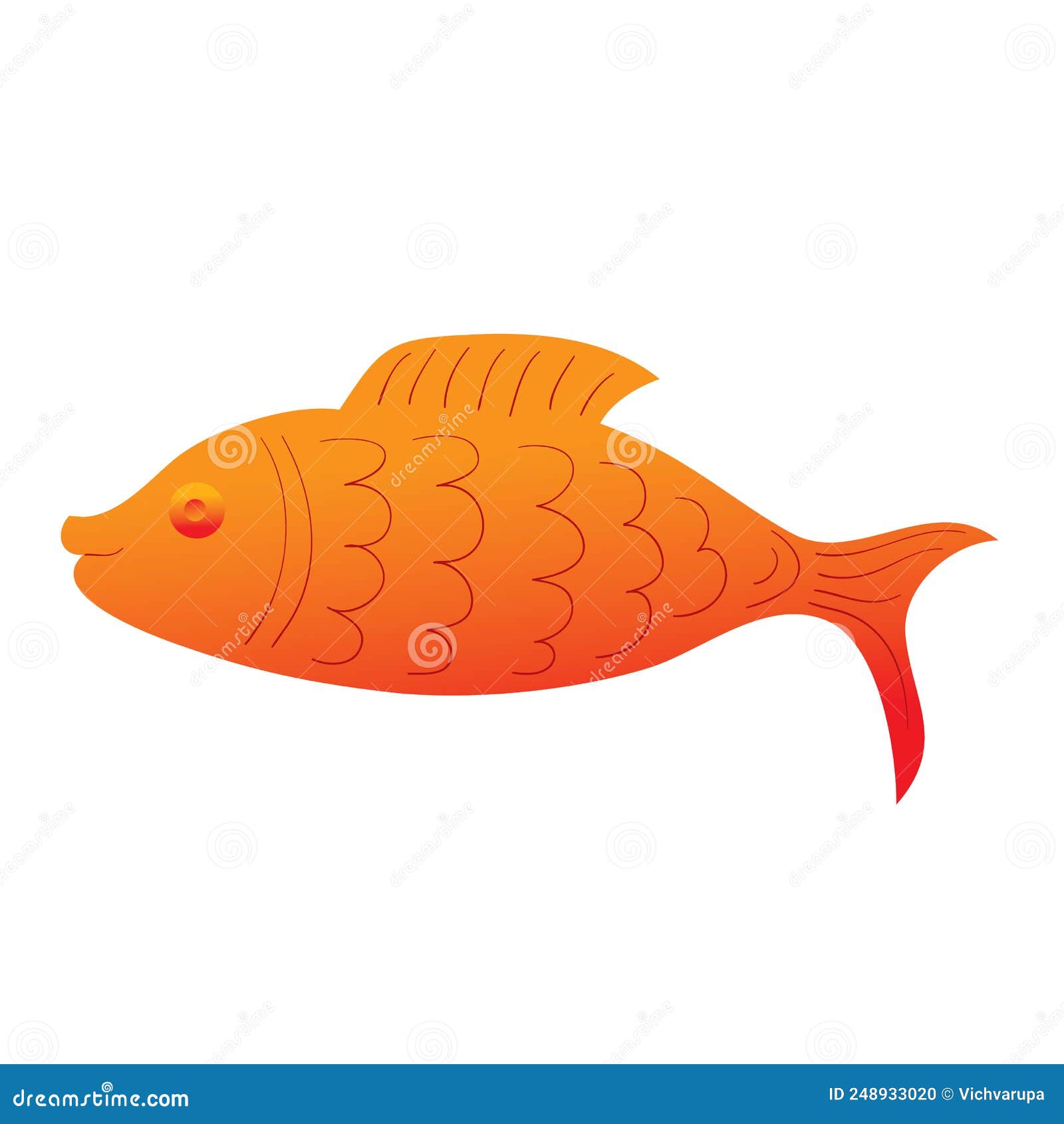 Big Orange Color Fish, Cartoon Illustration, Isolated Object on White ...