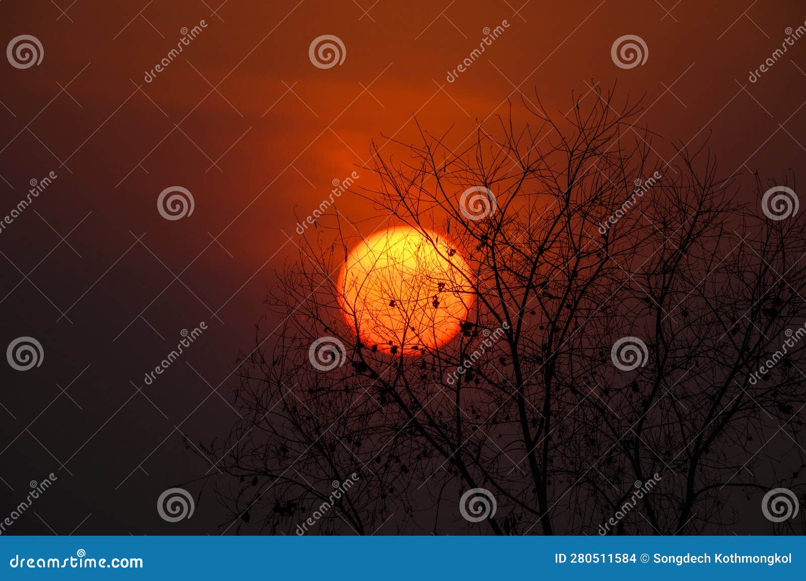Big Orange Sun on Sunset Background Stock Photo - Image of sunrise ...