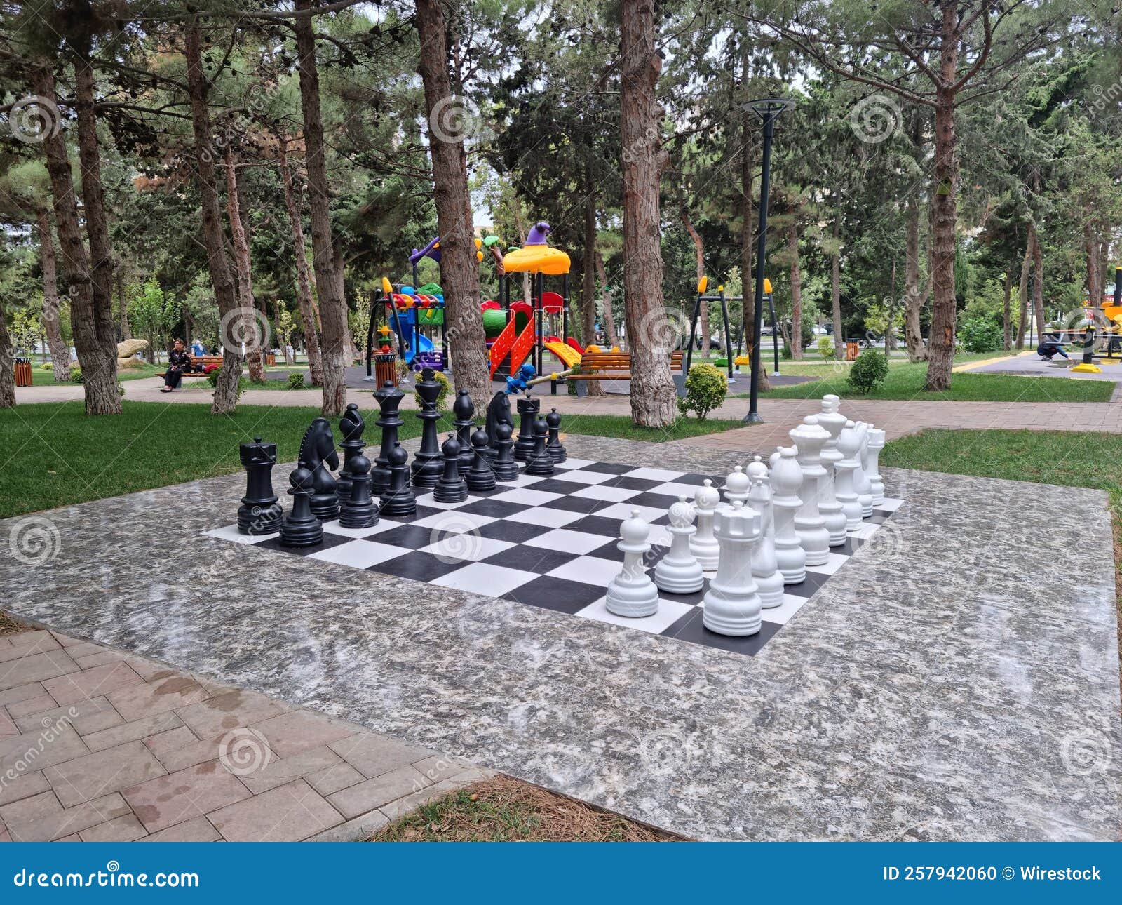 Big Outdoor Chess Set at the Park. Stock Photo - Image of objects ...