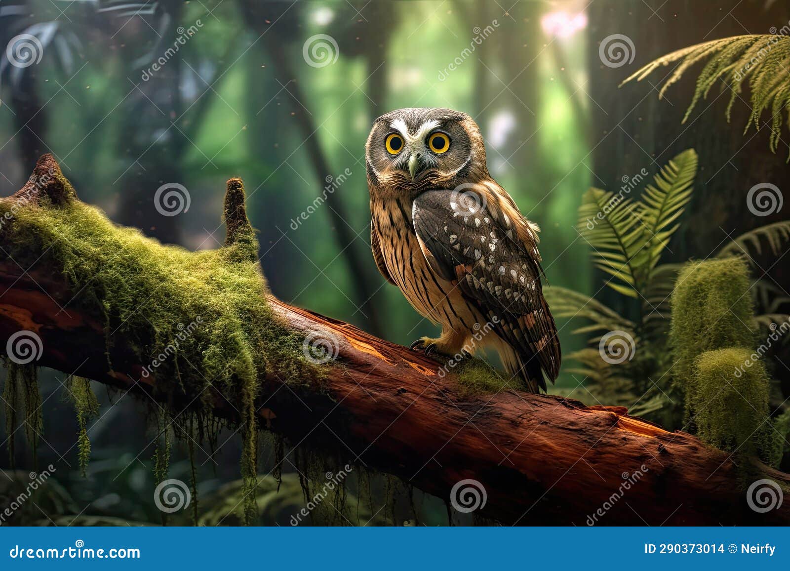 Big owl in forest stock photo. Image of branch, tree - 290373014