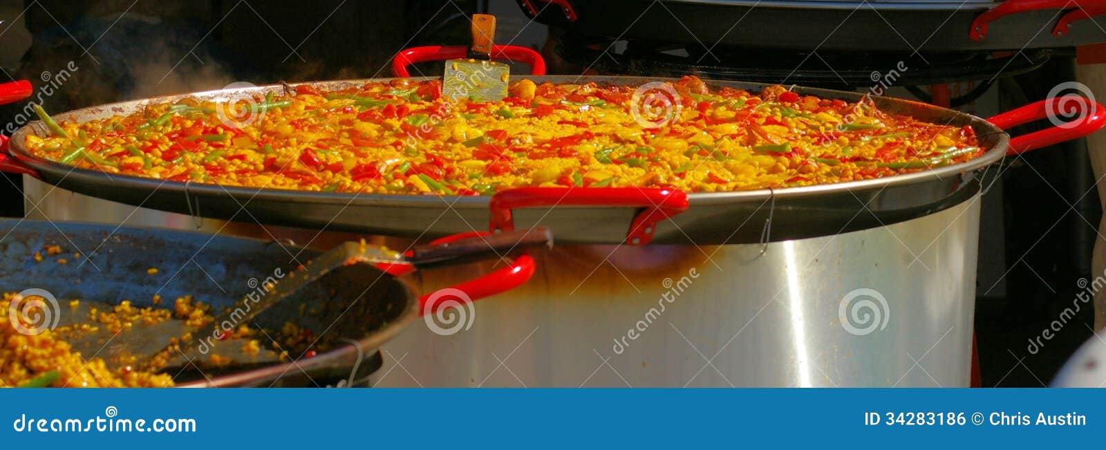 Big Paella stock photo. Image of cooking, hand, flavor - 34283186