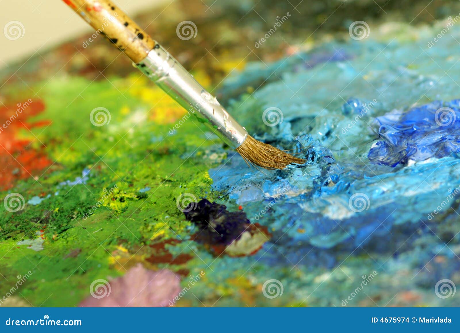 Big Paintbrush is Mixing Colors Stock Photo - Image of painter, blue ...