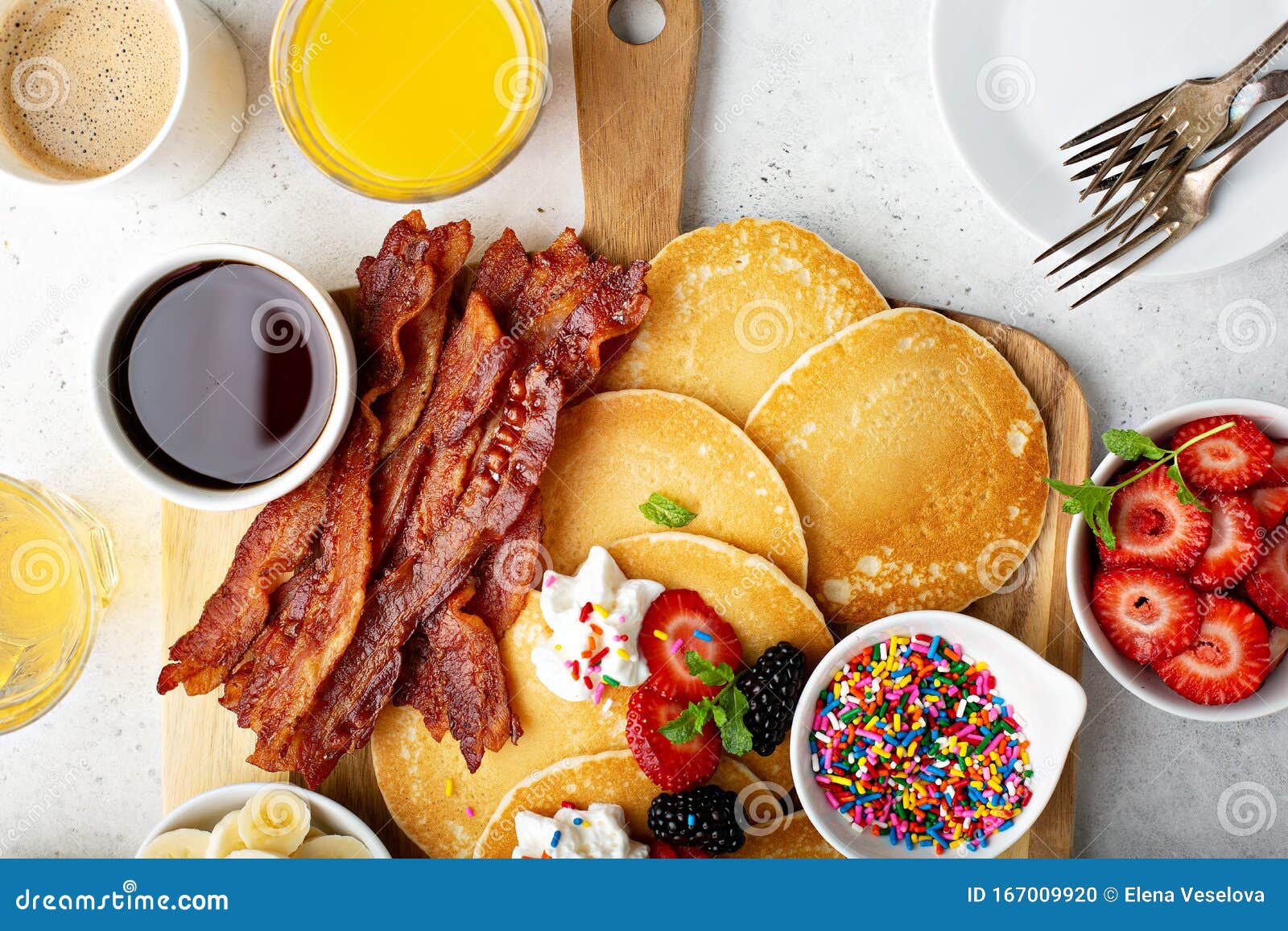 Big pancake breakfast stock photo. Image of fried, honey - 167009920