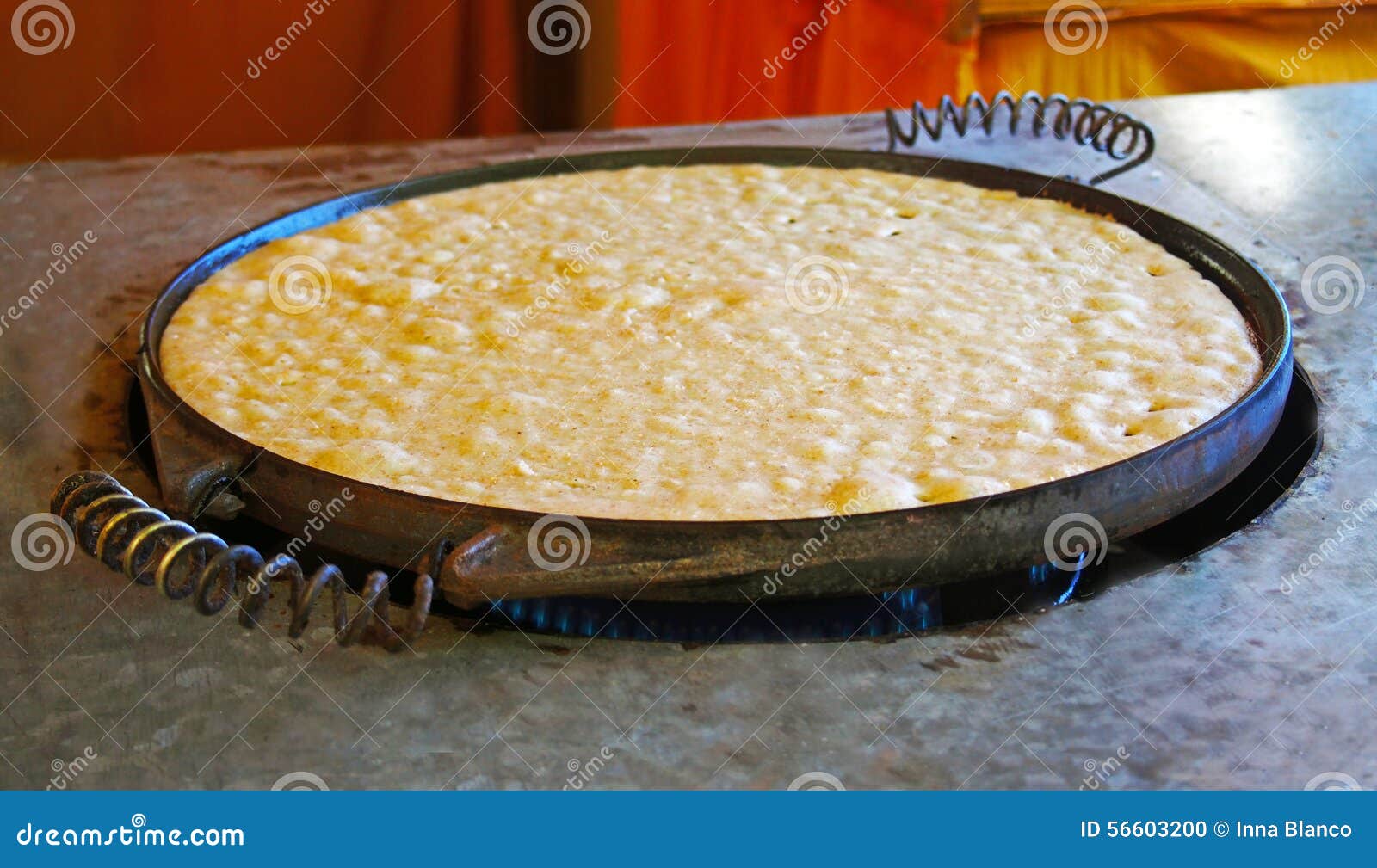 Big Pancake on a Frying Pan Stock Photo - Image of healthy, gourmet ...