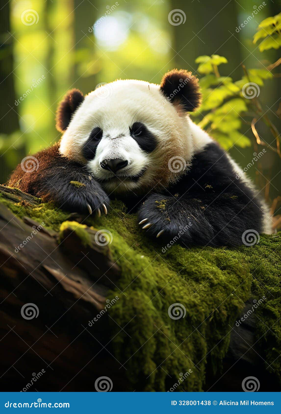 Big Panda Resting on Top of a Tree Stock Illustration - Illustration of ...
