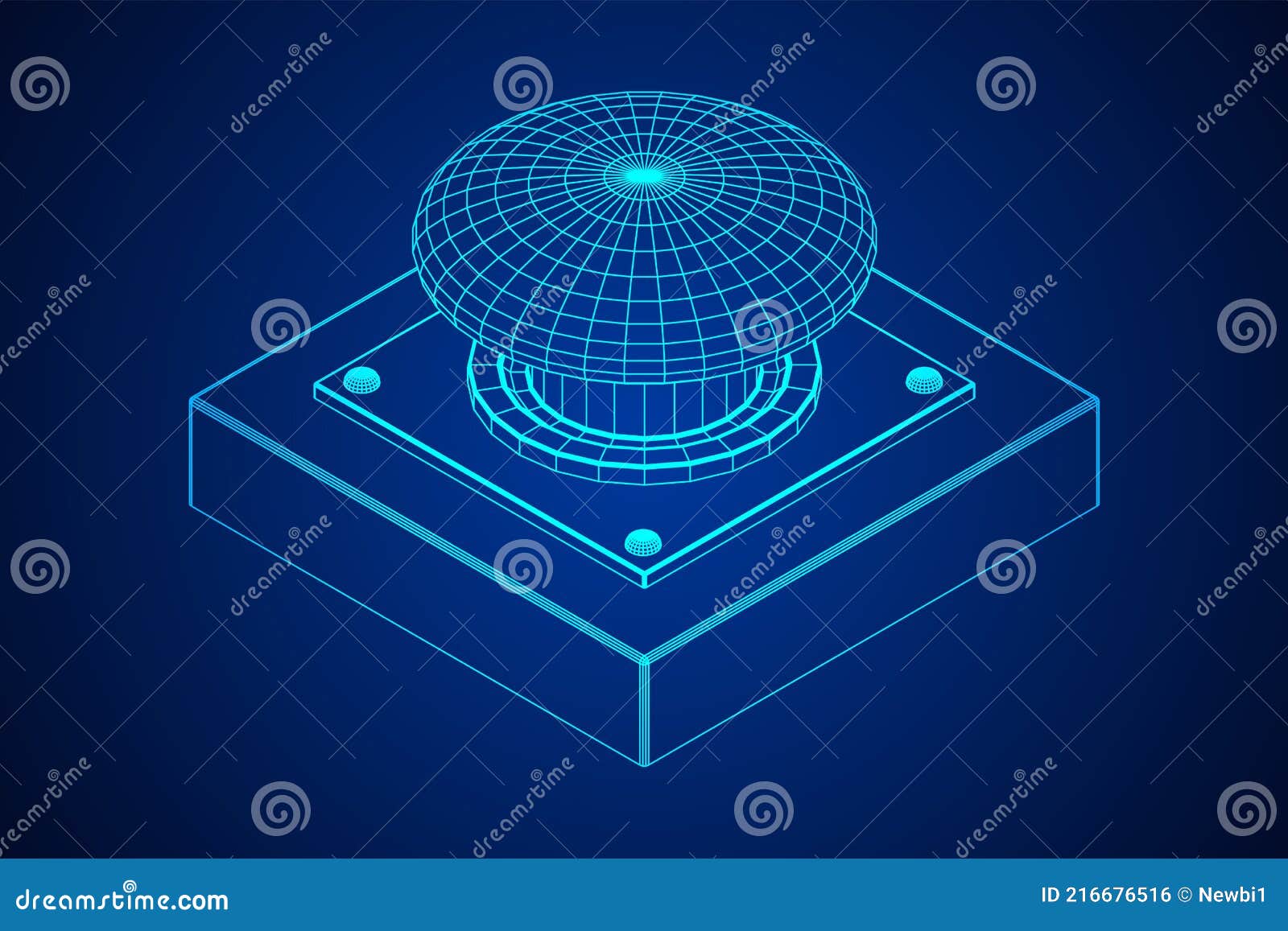 Big Panic Launch Push Button. Wireframe Low Poly Mesh Stock Vector ...