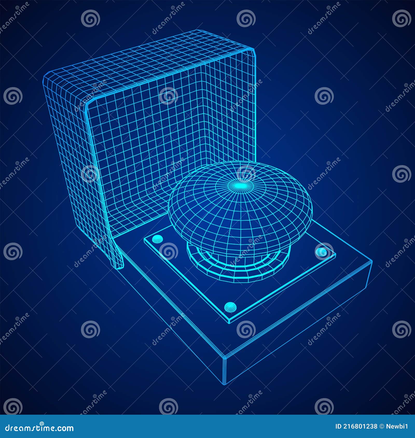 Big Panic Launch Push Button. Wireframe Low Poly Mesh Stock Vector ...