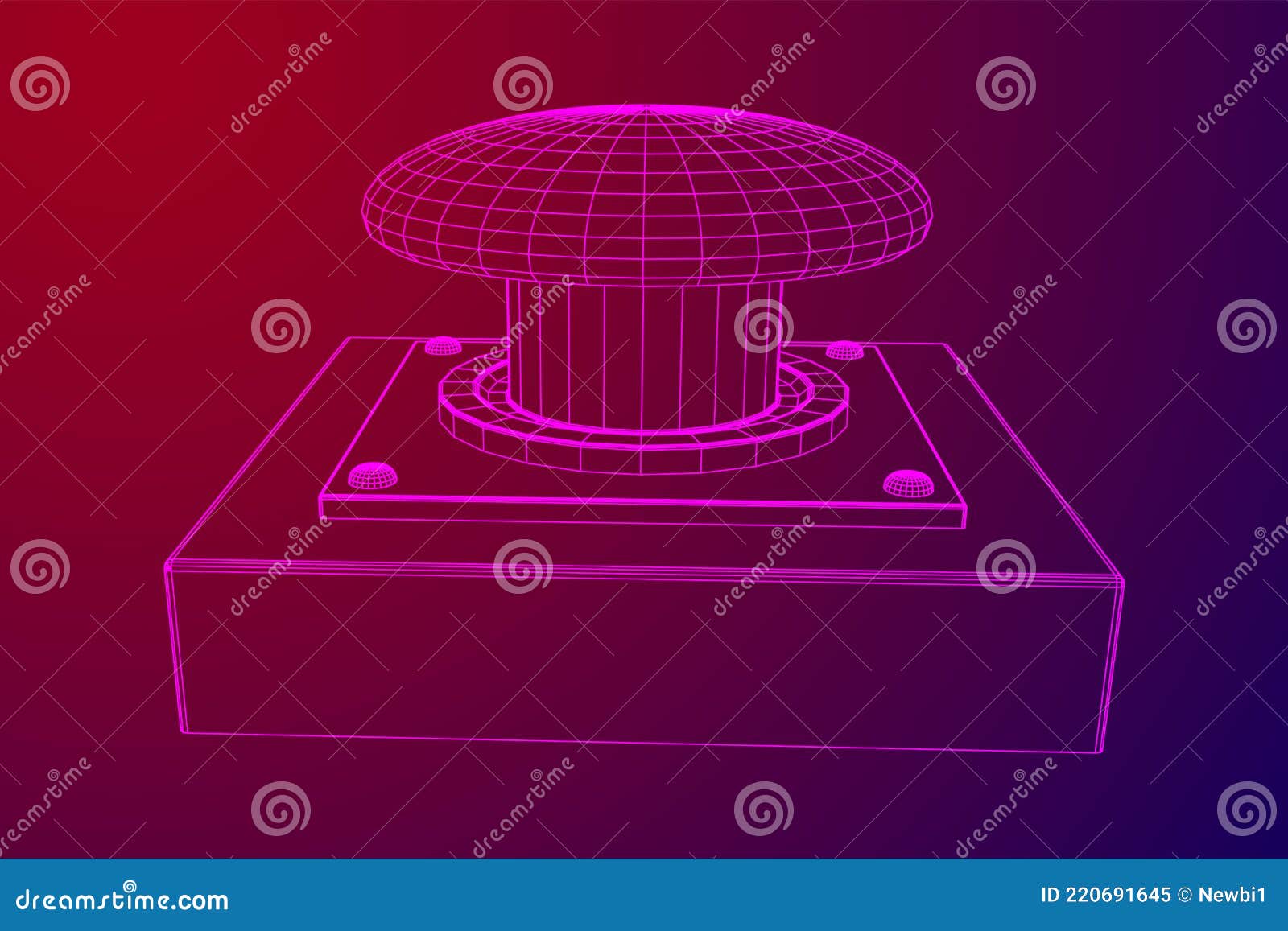 Big Panic Launch Push Button. Wireframe Low Poly Mesh Stock Vector ...