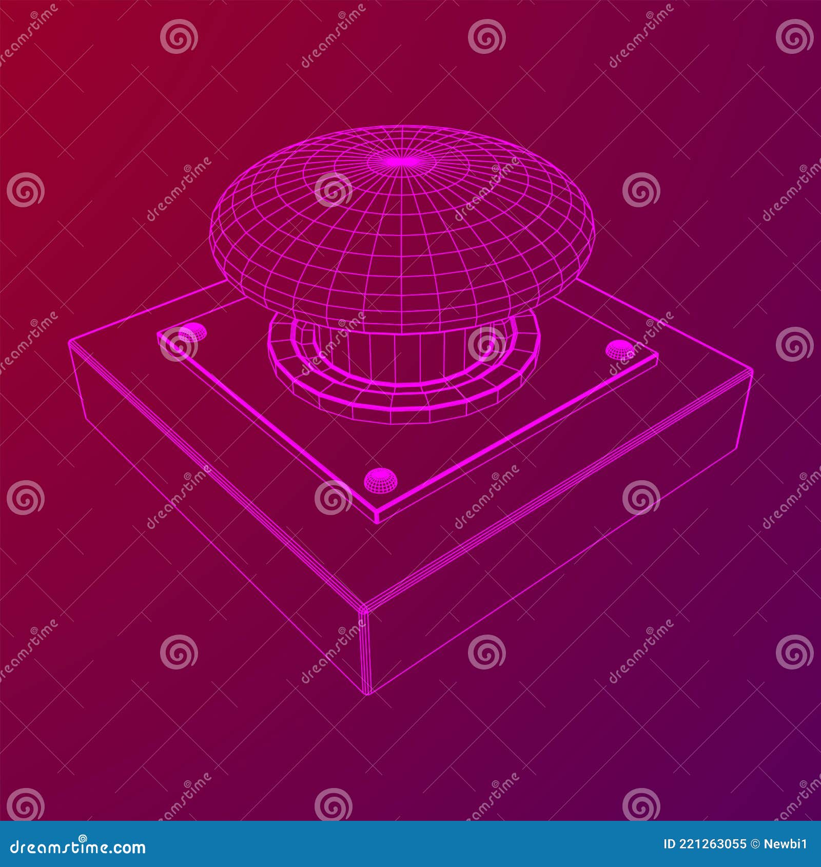 Big Panic Launch Push Button. Wireframe Low Poly Mesh Stock Vector ...