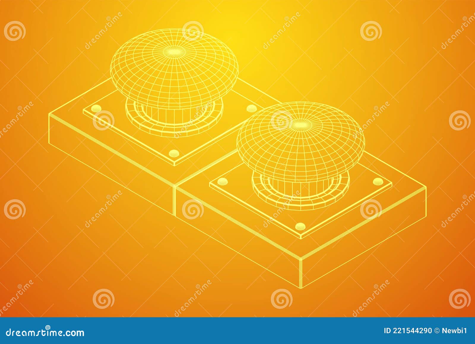 Big Panic Launch Push Button. Wireframe Low Poly Mesh Stock Vector ...