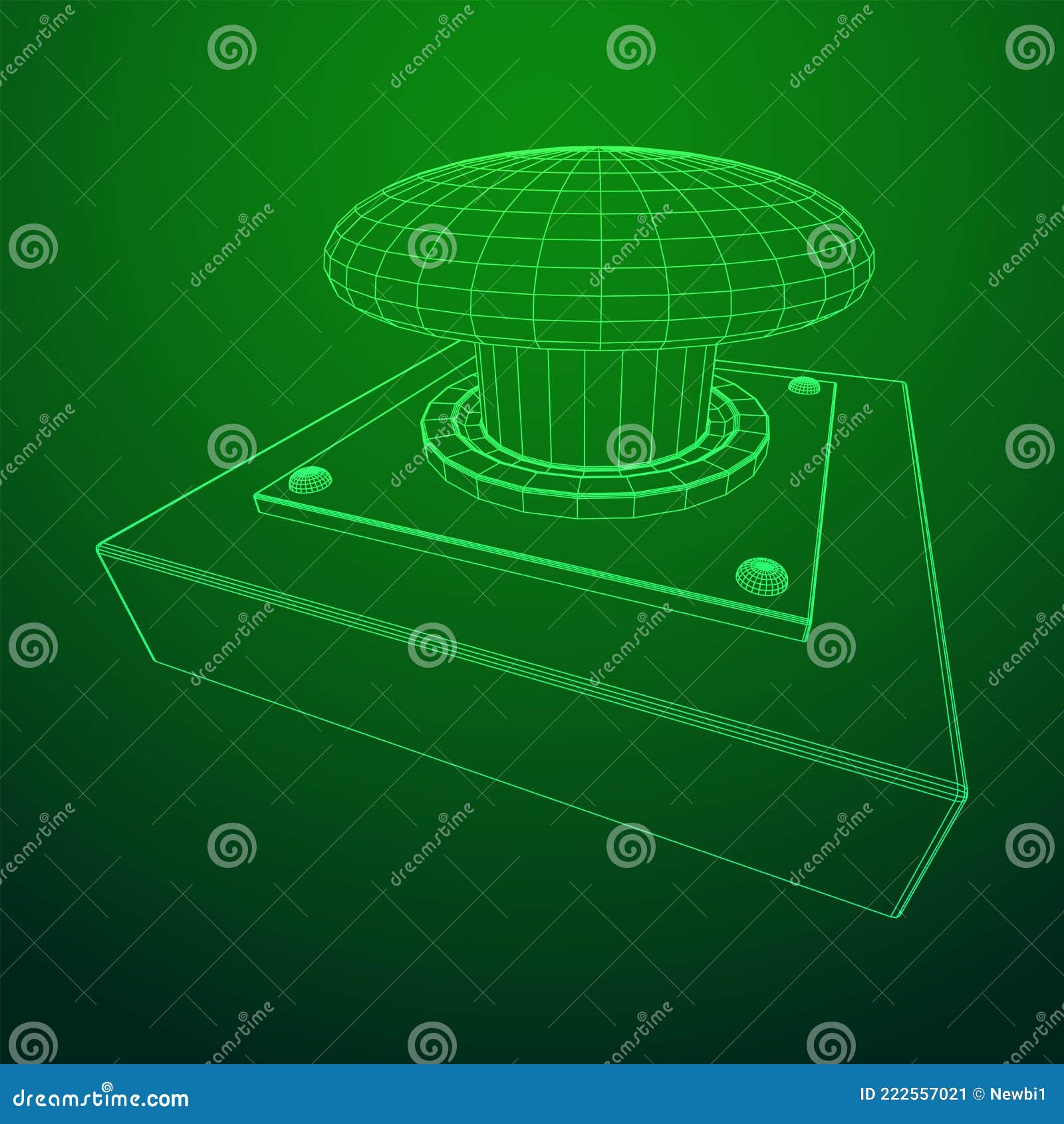 Big Panic Launch Push Button. Wireframe Low Poly Mesh Stock Vector ...