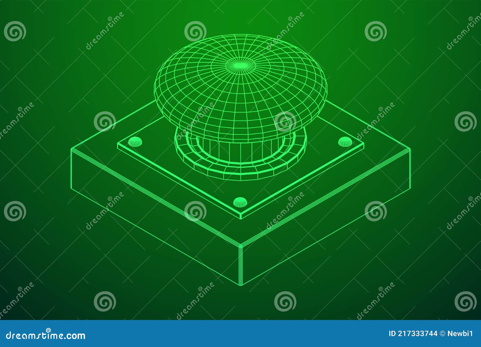 Big Panic Launch Push Button. Wireframe Low Poly Mesh Stock ...