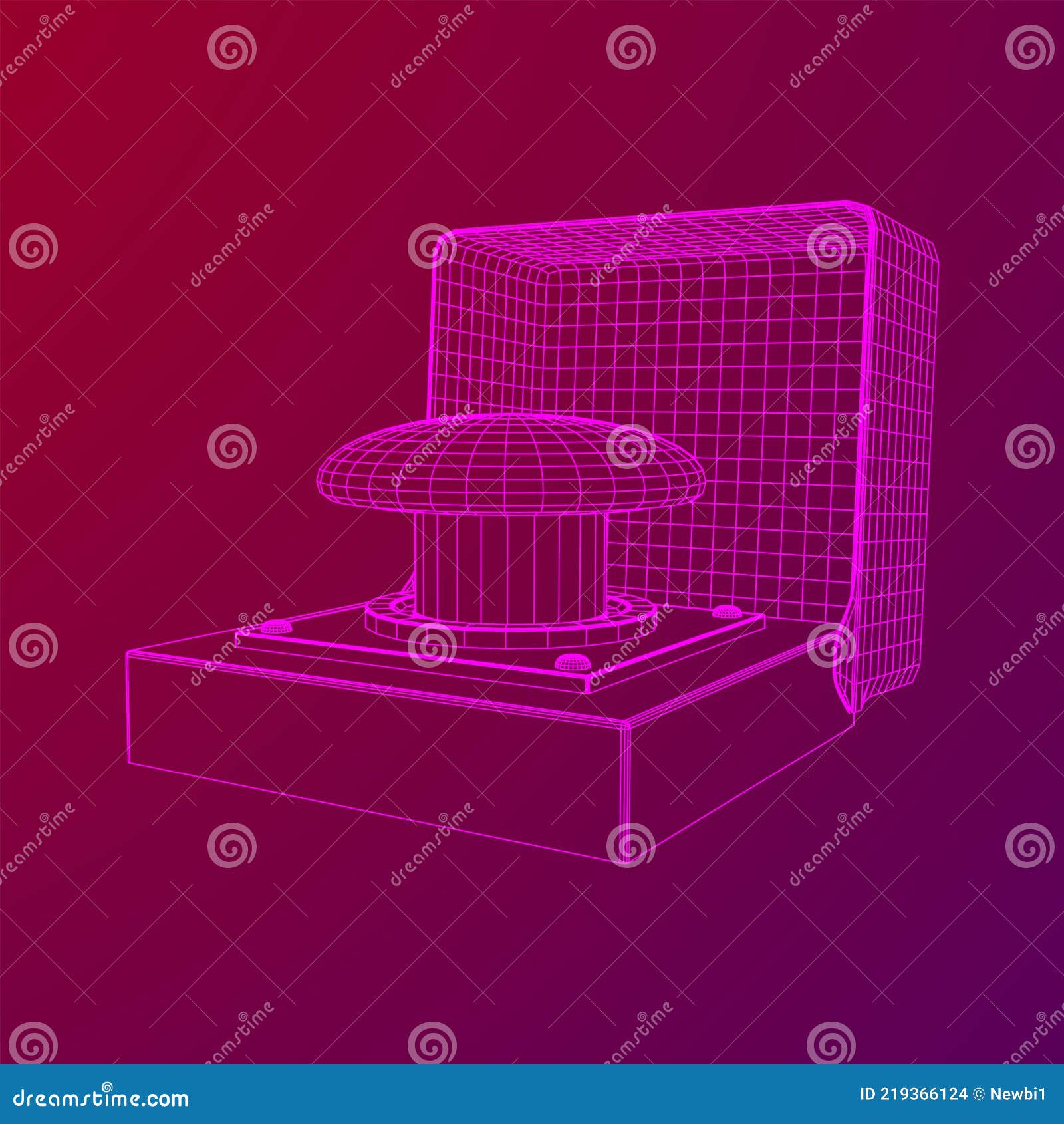 Big Panic Launch Push Button. Wireframe Low Poly Mesh Stock Vector ...