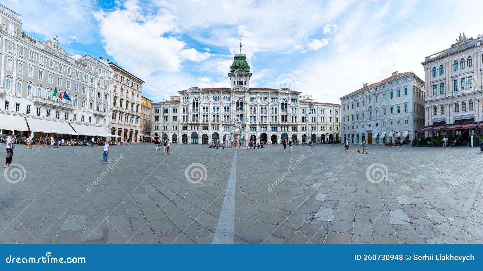 Big Panorama of the Unity of Italy Square in Trieste, Italy Editorial ...